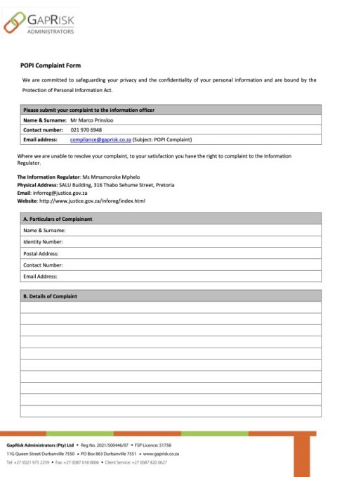 Compliance - GapRisk Administrators